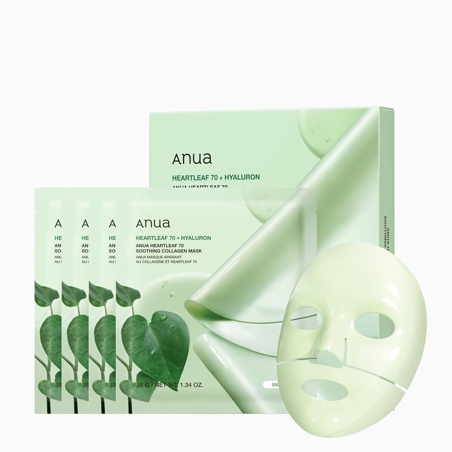 [Anua] Heartleaf 70 Soothing Collagen Mask Box (4ea) – KBEAUTYOUTLETUSA.COM
